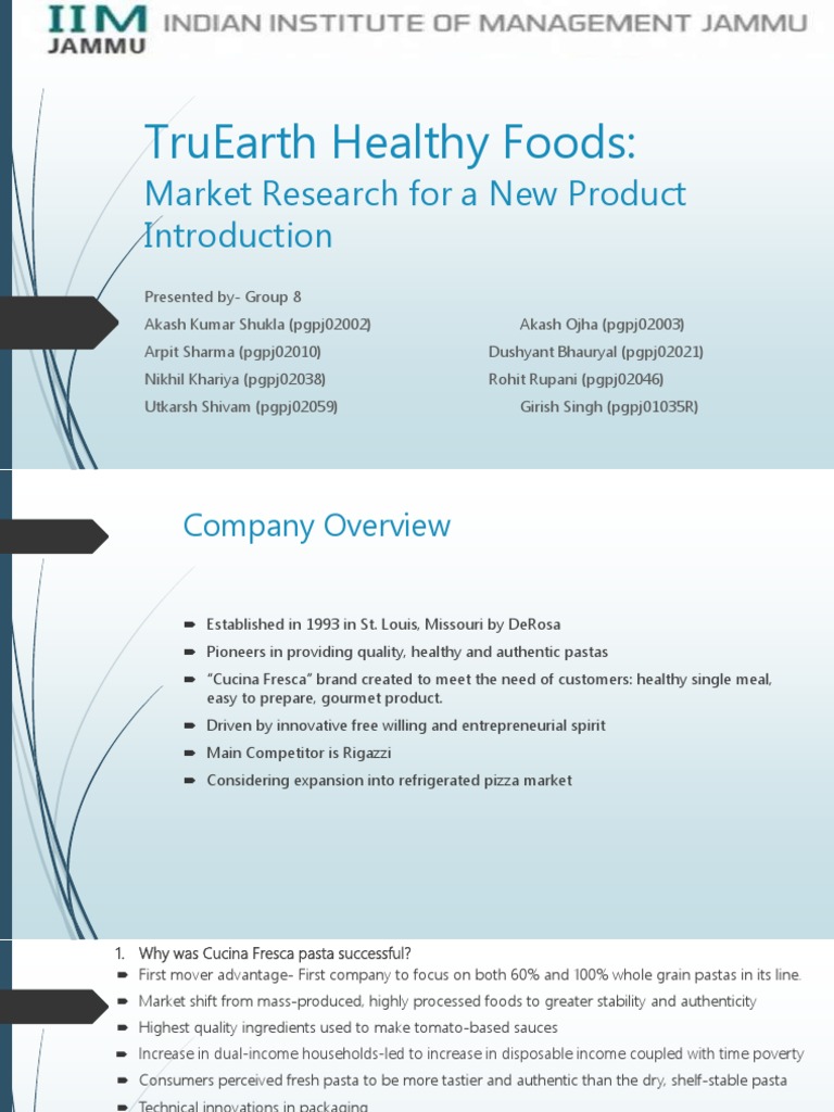 Truearth Healthy Foods:: Market Research For A New Product | Download ...