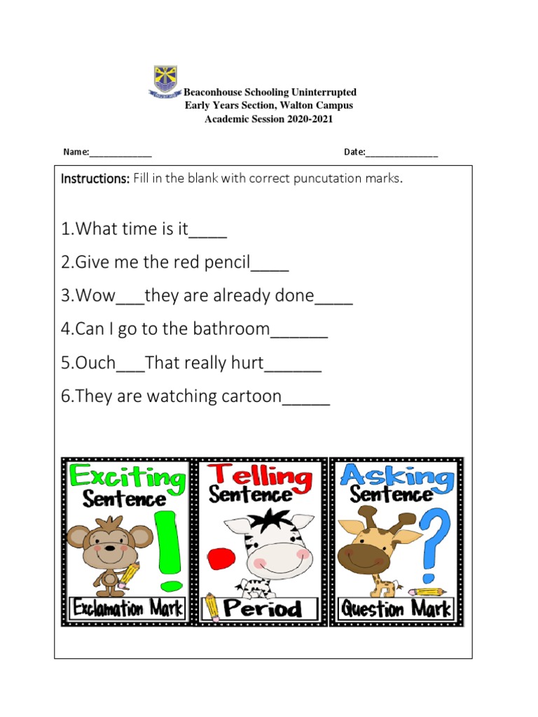 Punctuation Worksheet | PDF
