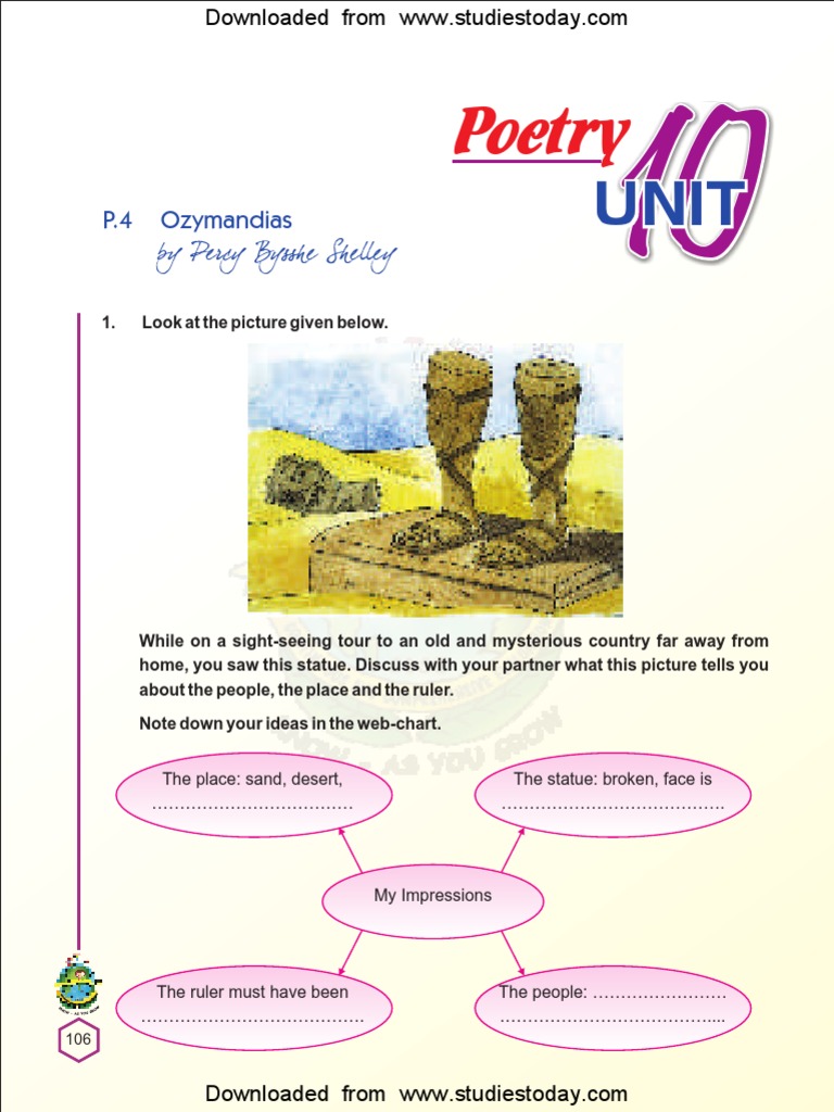 CBSE Class 10 Poetry Ozymandias PDF Sonnets Literary Criticism