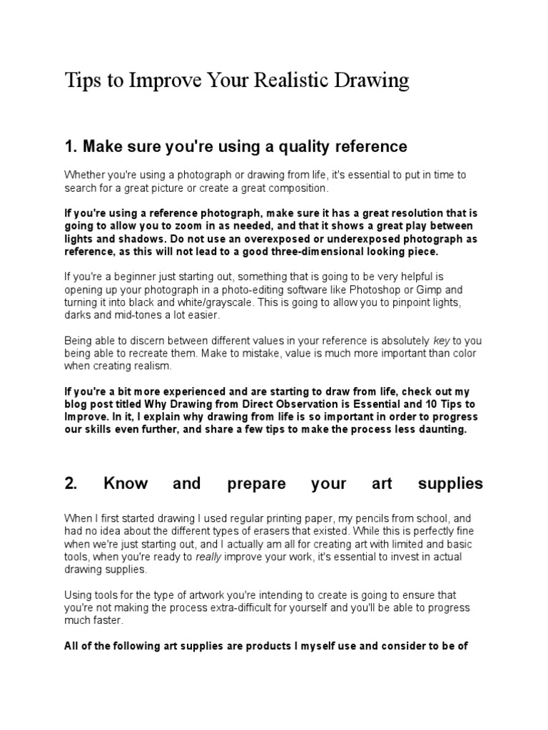 Tips To Improve Your Realistic Drawing | PDF | Drawing | Vision