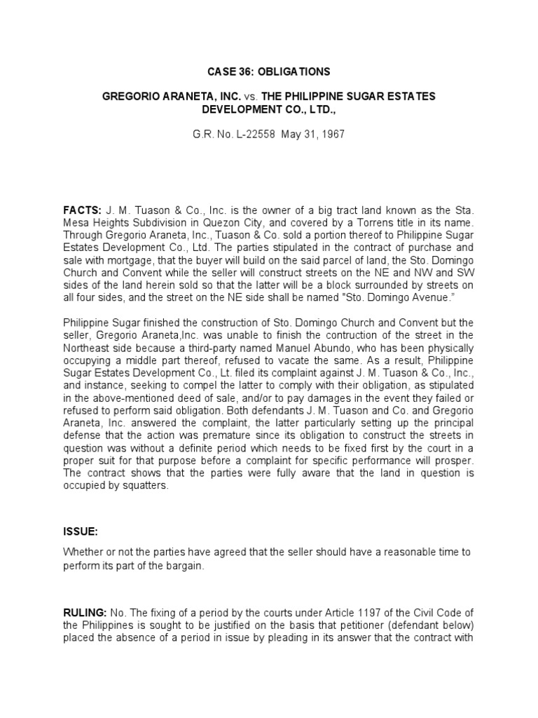 Araneta vs. Philippine Sugar Estates | PDF | Pleading | Lawsuit
