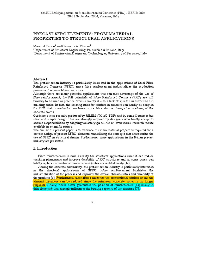 2004 - Precast SFRC Elements From Material Proprieties To Structural ...