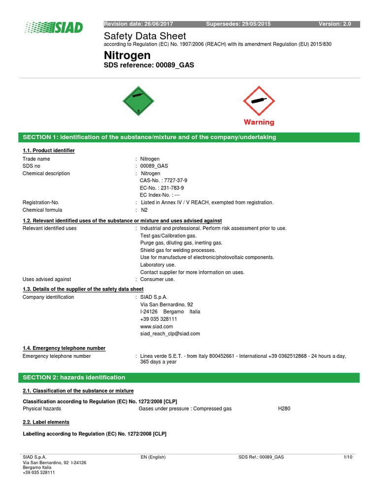 GAS - EN Azot Seafety Data | PDF | Firefighting | Dangerous Goods