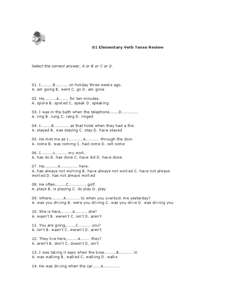 Elementary Verb Tense Quiz | PDF | Languages | Language Arts & Discipline