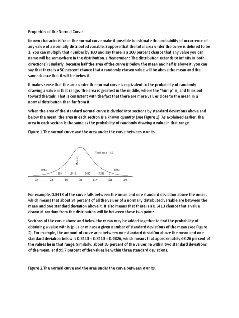 Properties of The Normal Curve | PDF | Normal Distribution | Mean