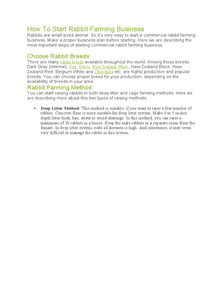 How To Start Rabbit Farming Business | PDF