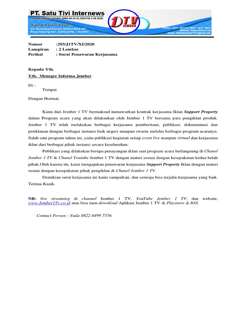 SURAT PENAWARAN IKLAN INFORMA Jember | PDF