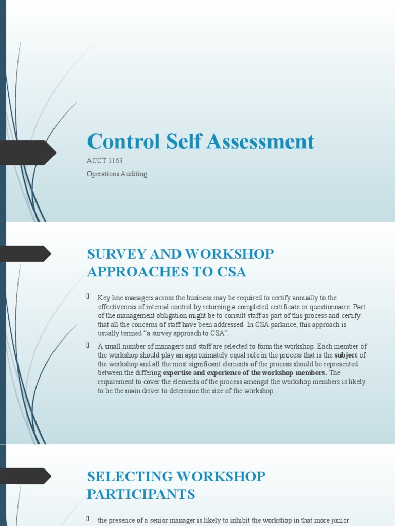 Week 10 Control Self Assessment | PDF | Internal Audit | Internal Control