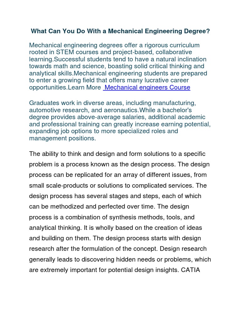 What Can You Do With A Mechanical Engineering Degree | PDF | Mechanical ...
