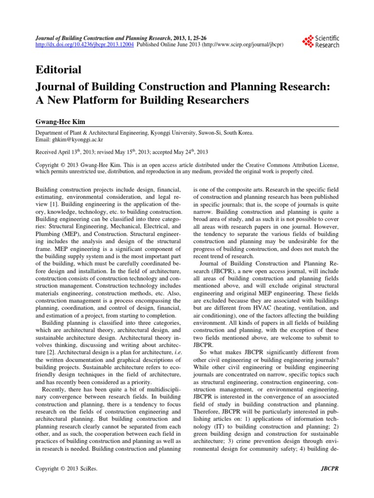 Journal of Building Construction and Planning Rese | PDF | Design ...