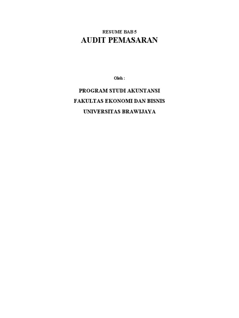 Bab 5 Audit Pemasaran | PDF | Karier & Perkembangan