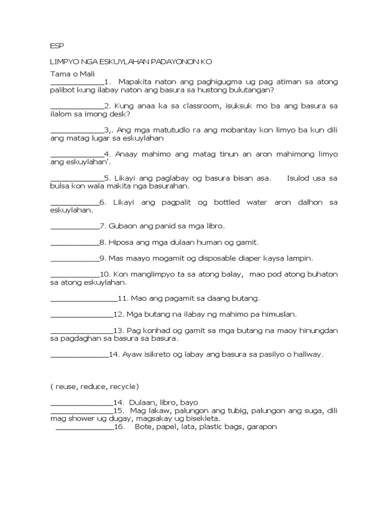 ESP 3rd Summative - 3rd QUARTER | PDF