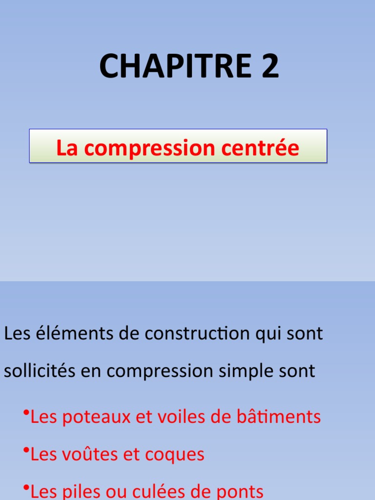 Chapitre 1 La Compression Simple | PDF | Flambage | Béton armé