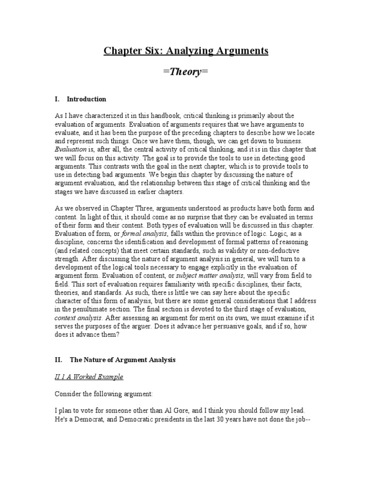 Chapter Six: Analyzing Arguments: Theory | PDF | Argument | Deductive Reasoning