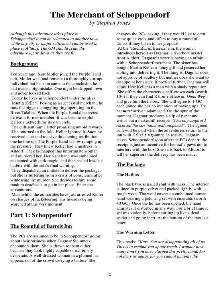 FREE ADVENTURE - The Merchant of Schoppendorf | PDF | Nature