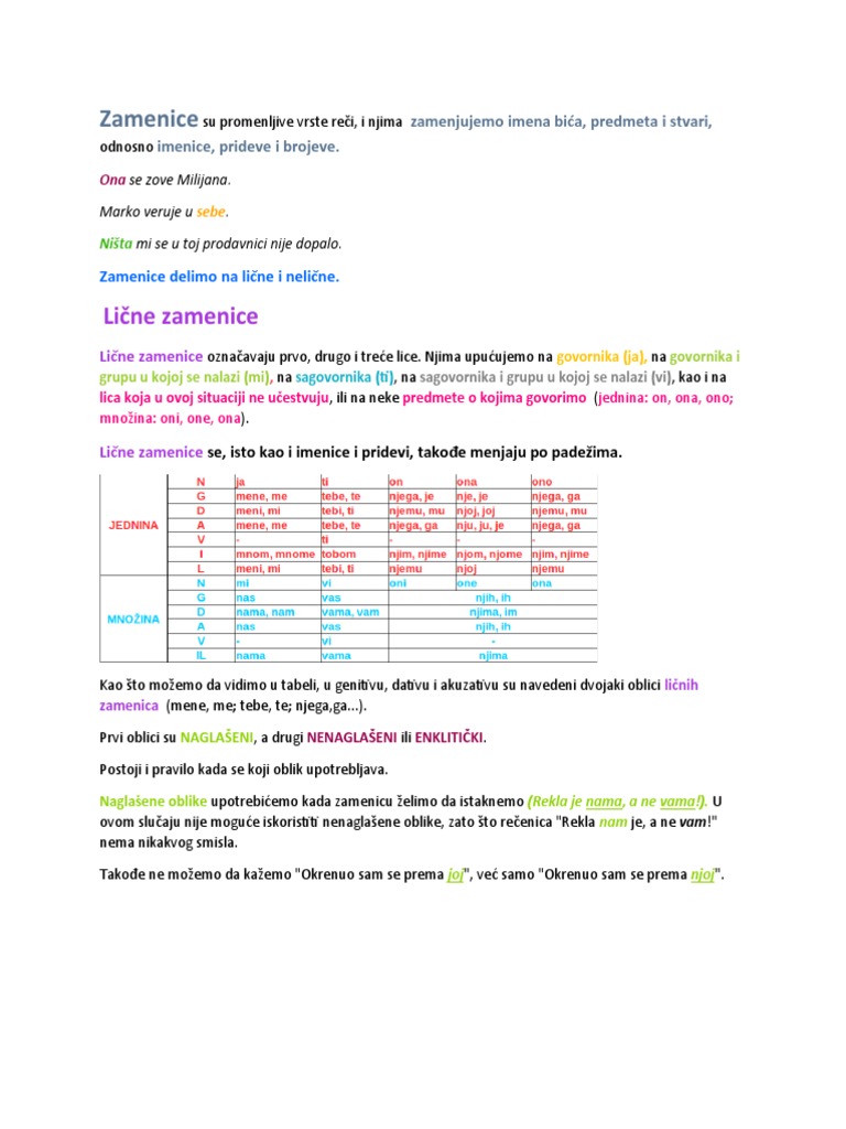 V 2 Zamenice | PDF