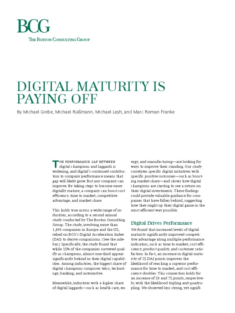 BCG Digital Maturity Is Paying Off June 2018 - tcm9 195218 | PDF ...