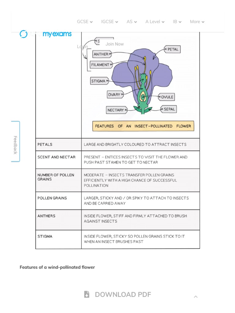 Sexual Reproduction in Plants - CIE IGCSE Biology Revision Notes | PDF