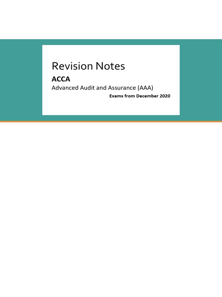 Revision Notes: Advanced Audit and Assurance (AAA) | PDF | Money ...