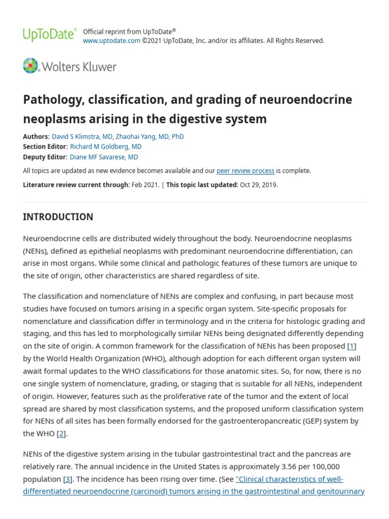Pathology, Classification, and Grading of Neuroendocrine Neoplasms ...