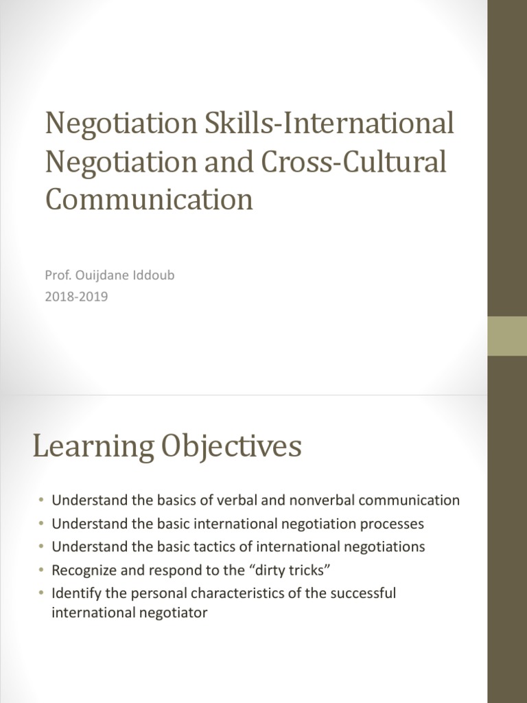 Cross-Cultural Negotiation Skills | PDF | Negotiation | Nonverbal Communication