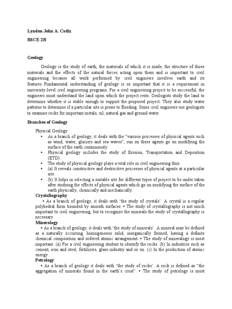 Geology For Civil Engineers | PDF | Geology | Mineralogy
