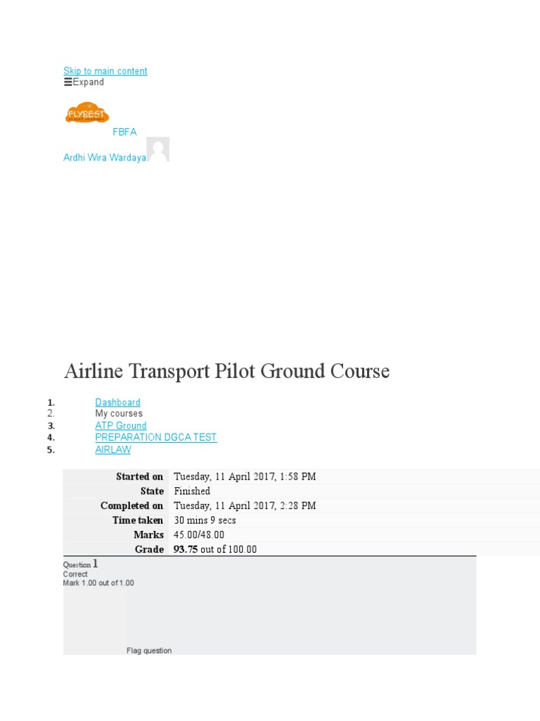 Airline Transport Pilot Ground Course: Skip To Main Content | PDF ...