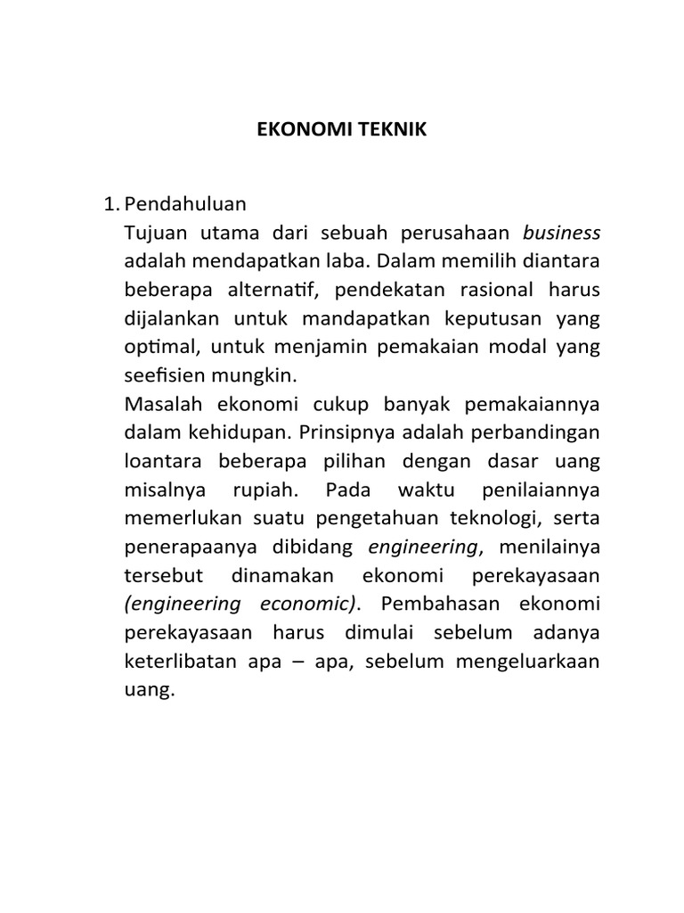 Ekonomi Teknik | PDF