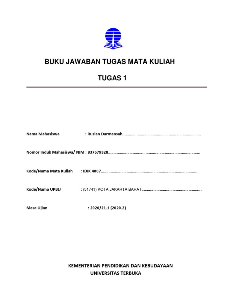Buku Jawaban Tugas Mata Kuliah Ut 837679328 Idik 4007 | PDF