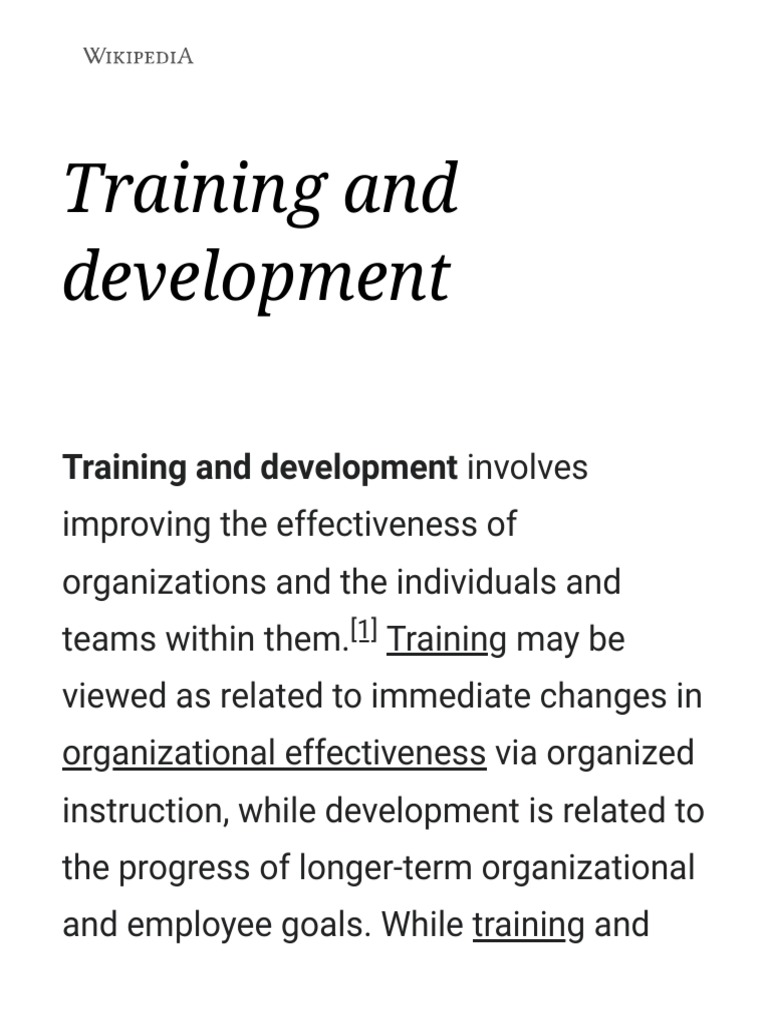 Training and Development - Wikipedia | PDF | Behavior Modification ...