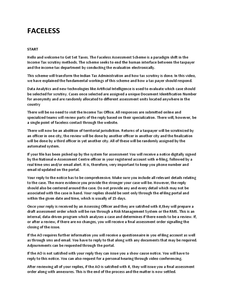 Understanding the Faceless Assessment Scheme | PDF | Taxpayer | Taxes