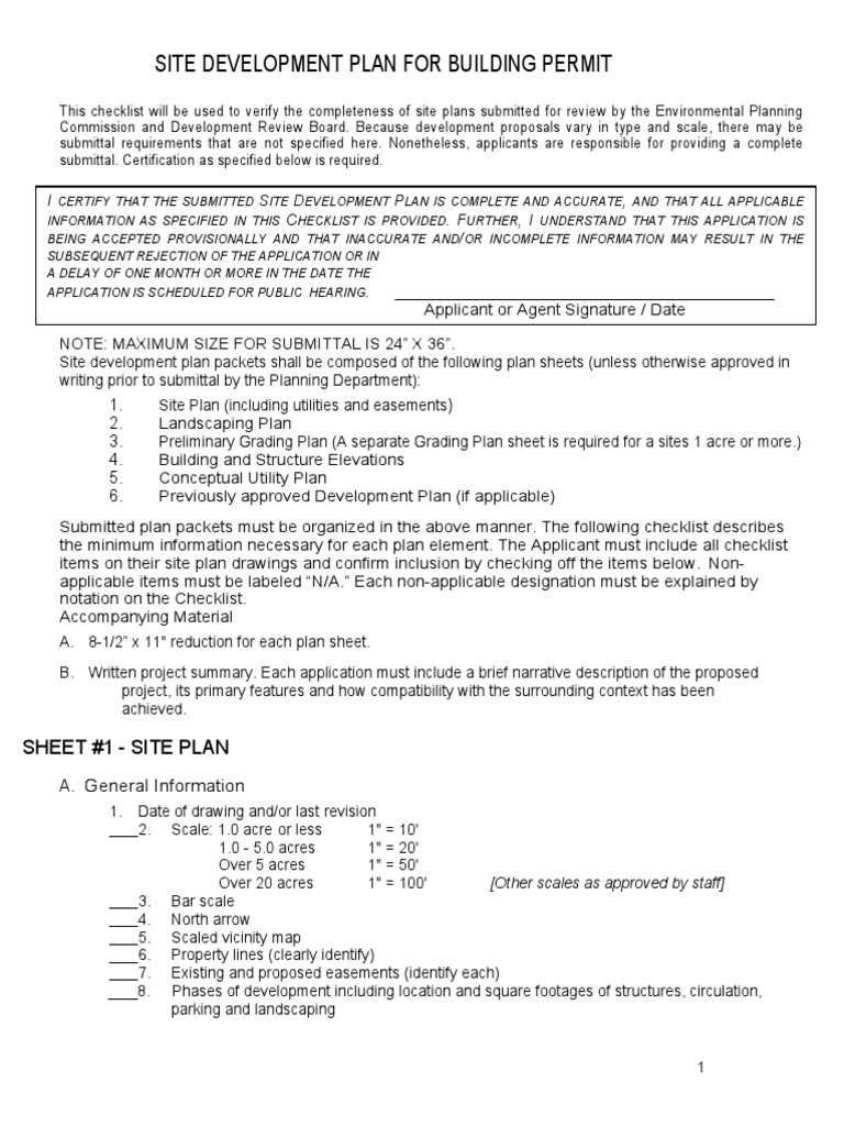 Site Development Plan Checklist | PDF | Sidewalk | Street