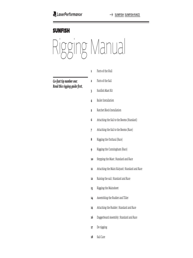 Rigging Manual: Sunfish | PDF | Sail | Knot