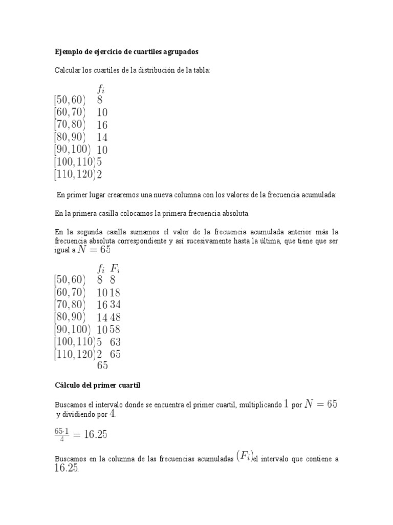 Ejemplo de Ejercicio de Cuartiles Agrupados | PDF