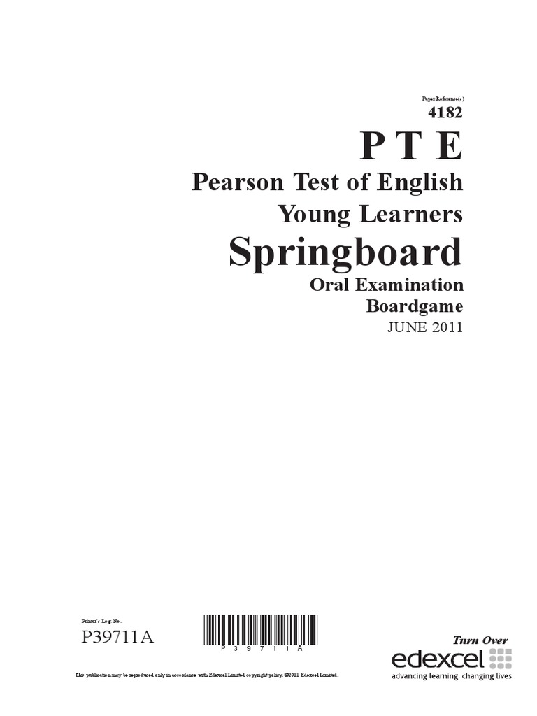 PTE Springboard: Pearson Test of English Young Learners | PDF ...
