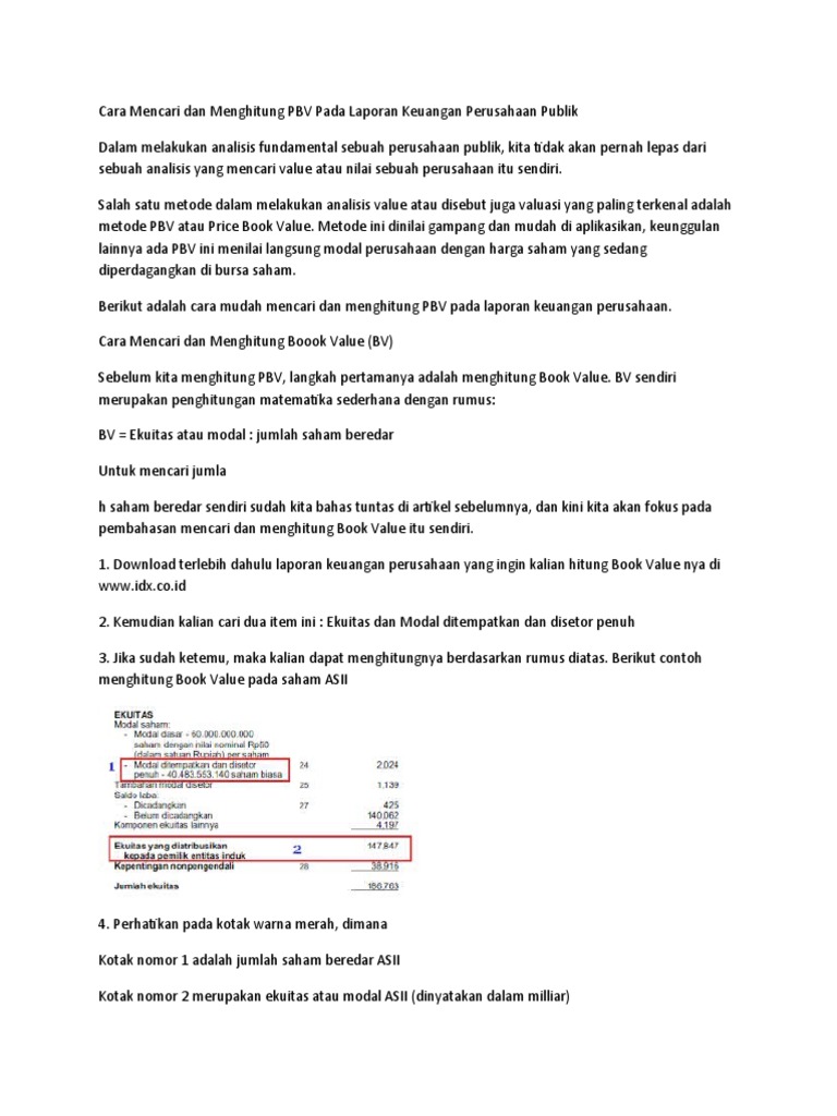 PBV, Per, Eps | PDF | Pengelolaan Keuangan & Uang