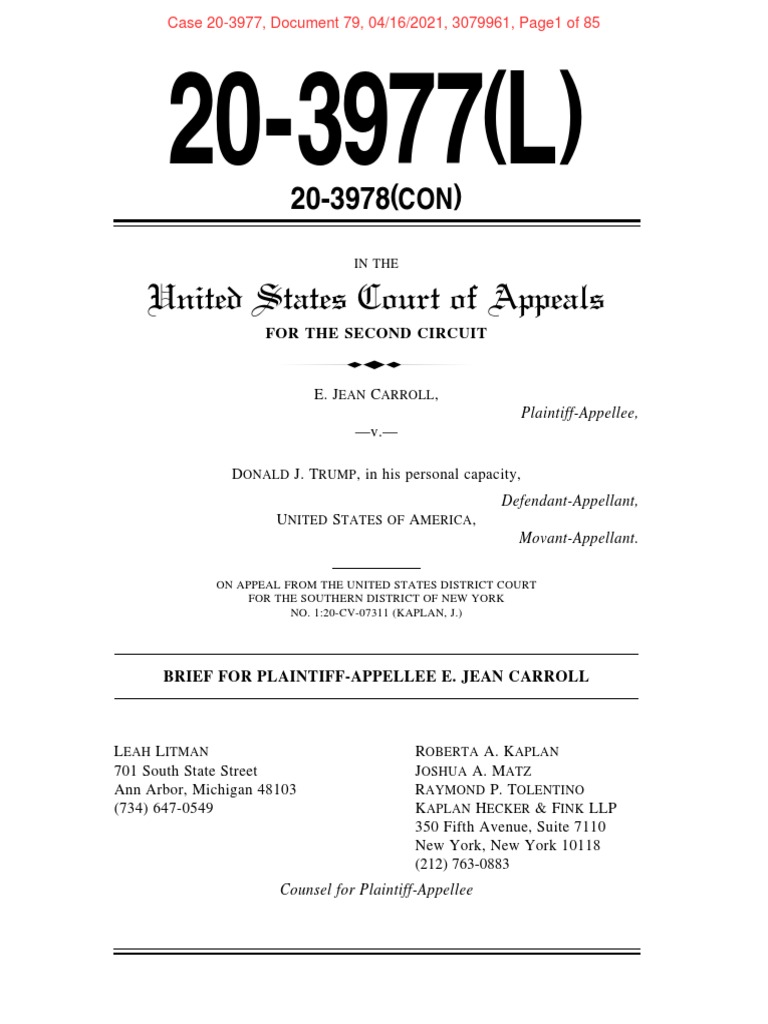 E. Jean Carroll Brief | Download Free PDF | Federal Tort Claims Act ...