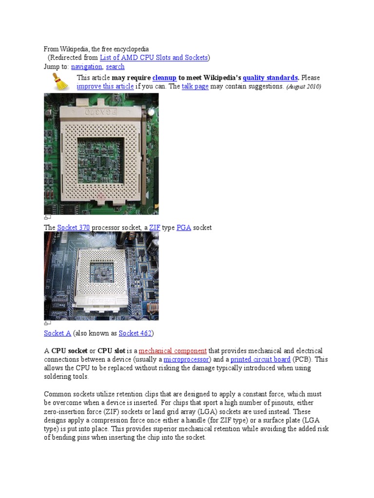 List of AMD CPU Slots and Sockets Navigation Search Improve This ...