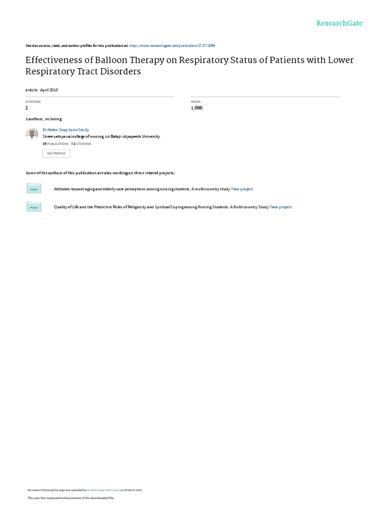 Balloon Therapy | PDF | Respiratory Diseases | Chronic Obstructive ...