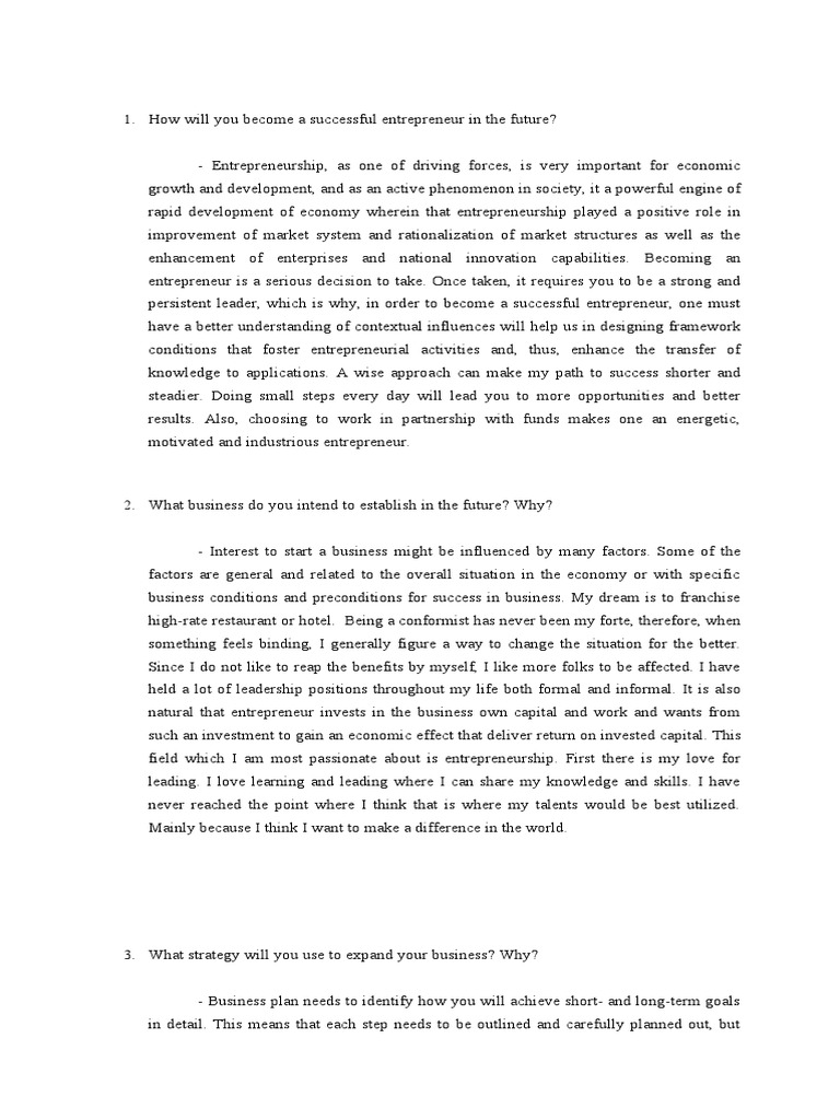 Essay About Entrepreneurship | PDF | Entrepreneurship | Goal