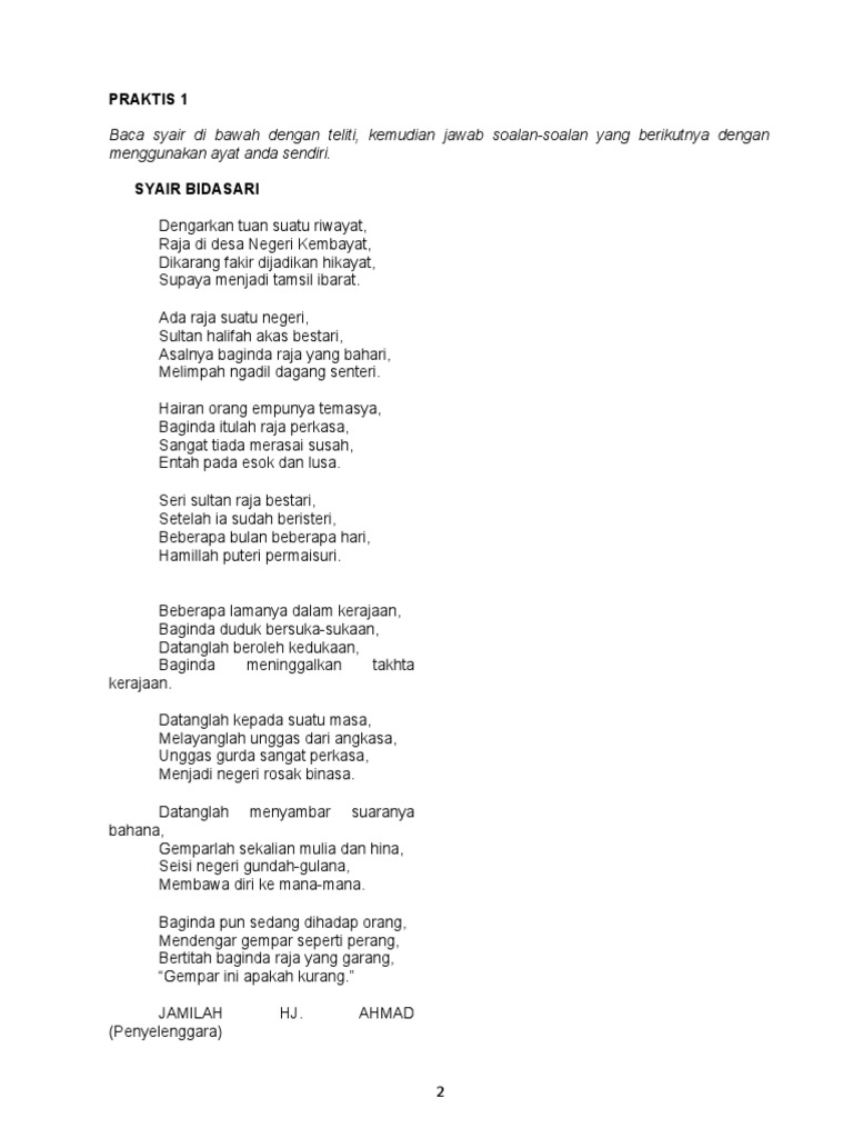 Latih Syair Bidasari | PDF