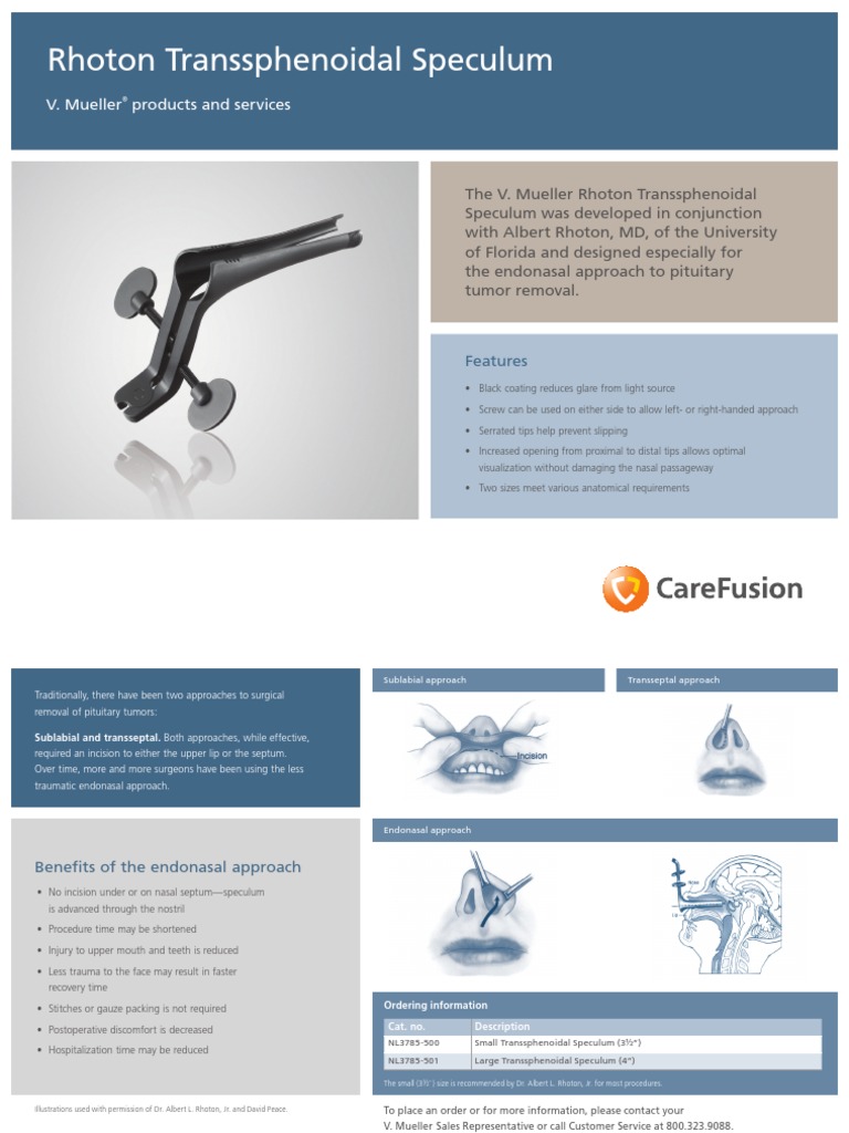 Rhoton Transsphenoidal Speculum: V. Mueller Products and Services | PDF ...
