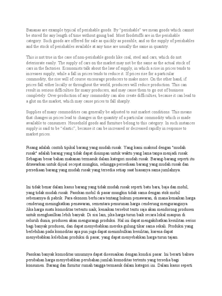 Bananas Are Example Typical of Perishable Goods | PDF | Supply ...