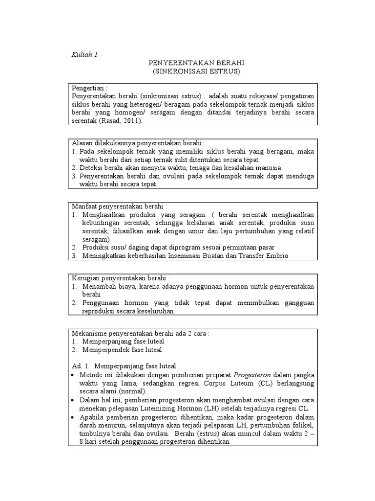 Sinkronisasi Estrus pada Sapi | PDF
