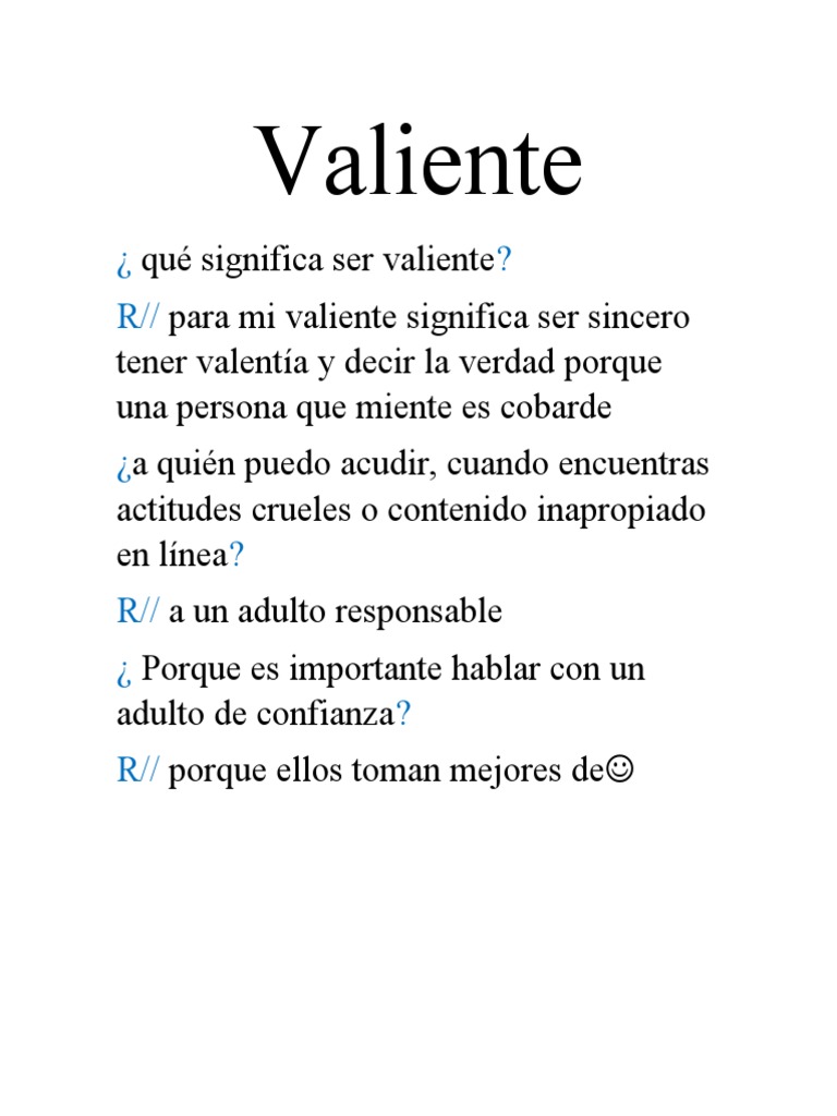 Definición de ser valiente | PDF | Salud y bienestar