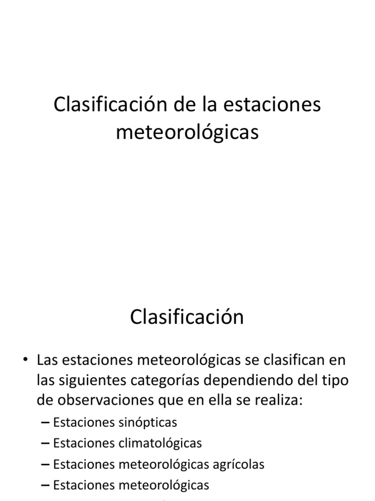 8 Clasificacion de La Estaciones Meteorologicas | PDF | Meteorología | Clima