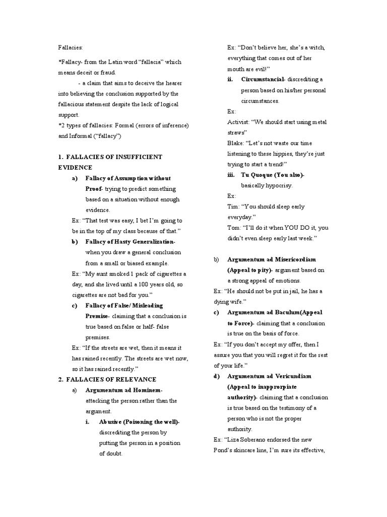 A Comprehensive Guide to Logical Fallacies: Understanding Common Errors in Reasoning | PDF ...