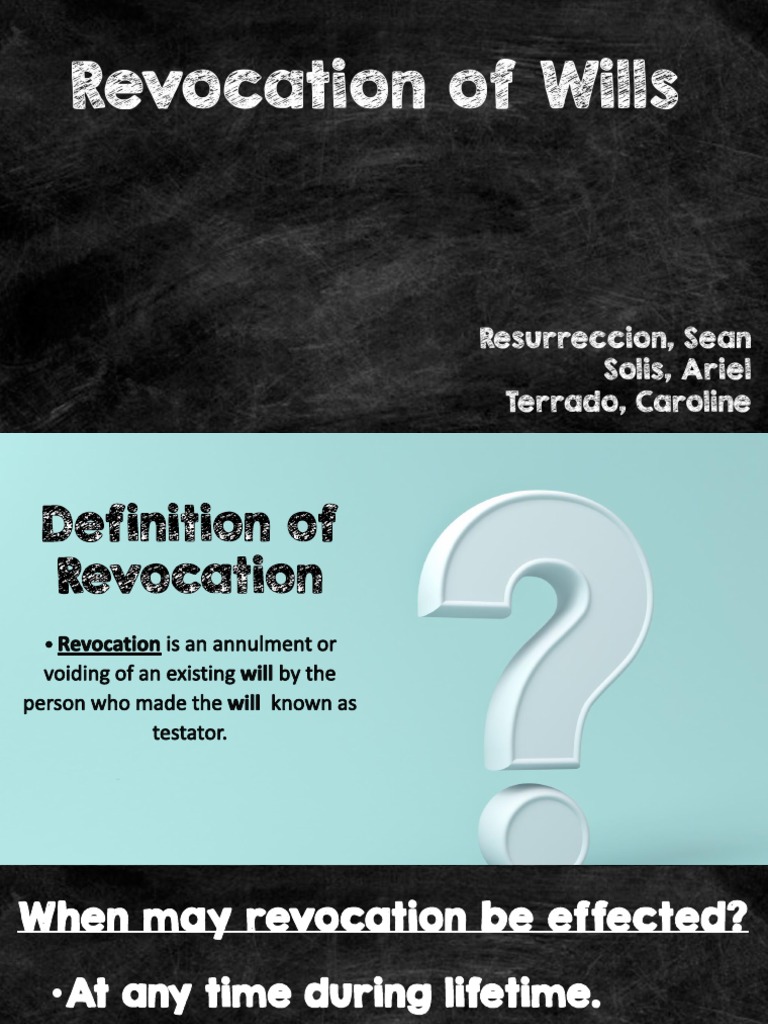 G5. Revocation | PDF | Will And Testament | Property Law