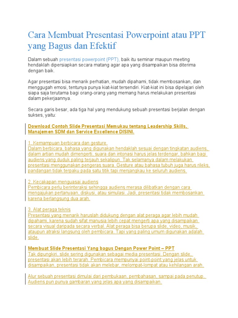 Cara Membuat Presentasi Powerpoint Atau PPT Yang Bagus Dan Efektif | PDF