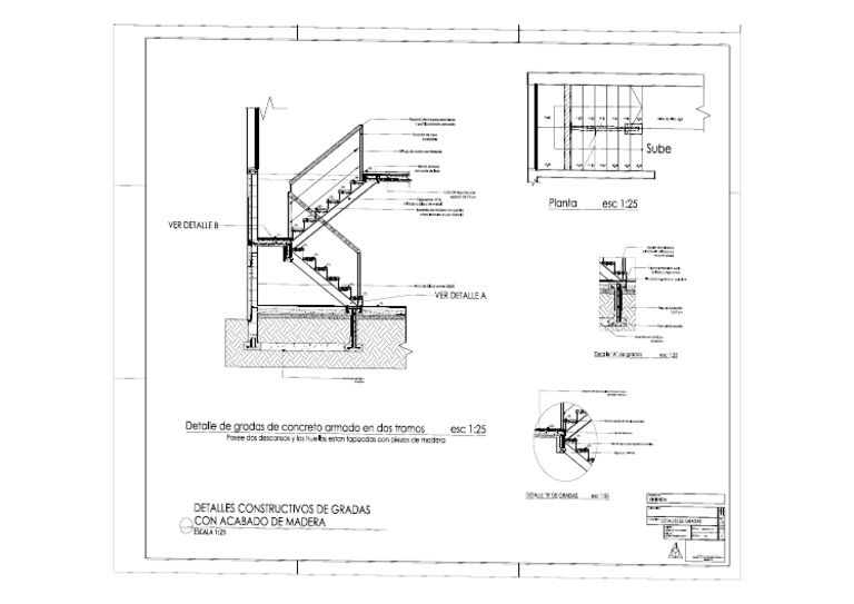 Detalle de Gradas Plano | PDF | Elementos arquitectónicos | Materiales de construcción